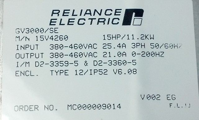 Reliance Electric VTAC 7 15V4260 HVAC Drive Tested Working for sale ...