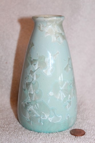 Jon Price Crystalline Glaze Art Pottery Vase, 5 1/2” Tall Green Signed ...