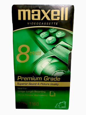 Maxwell Video Cassette VHS T-160 Premium Grade 8 Hour Sealed Blank Tape ...