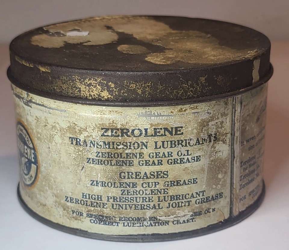 Early ZEROLENE ONE POUND GREASE CAN STANDARD OIL CO CALIFORNIA EMPTY ...