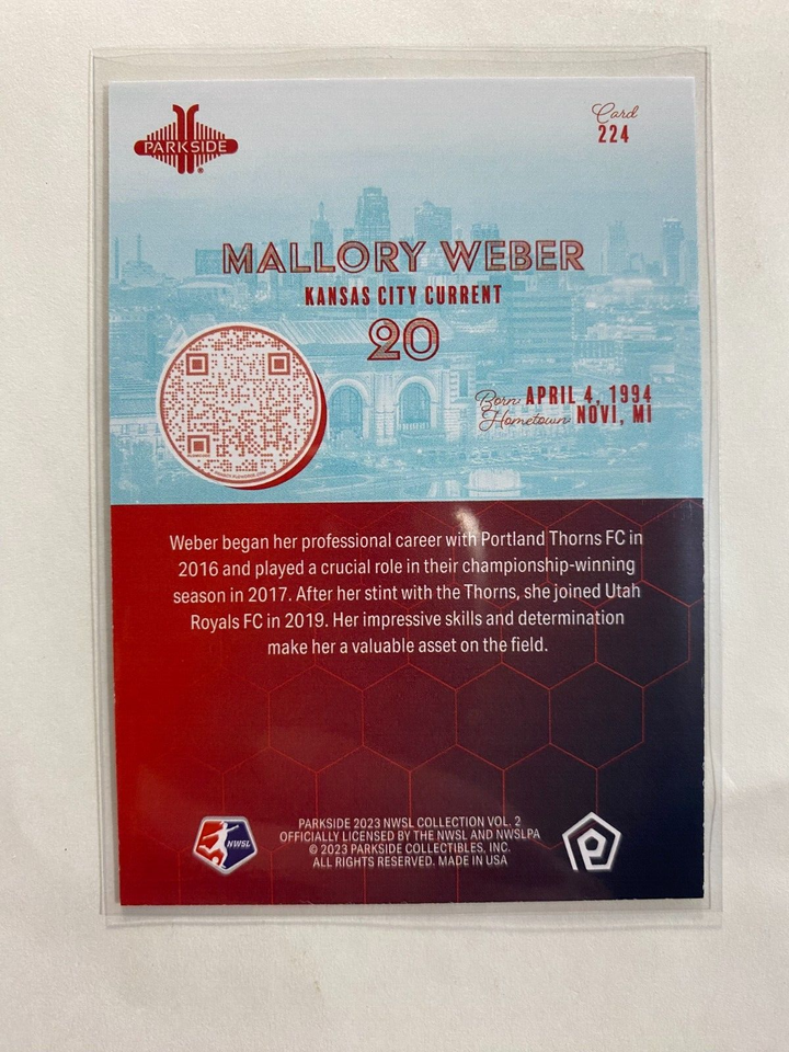Mallory Weber 2023 Kansas City Current #224 Parkside Vol 2 NWSL Card ...