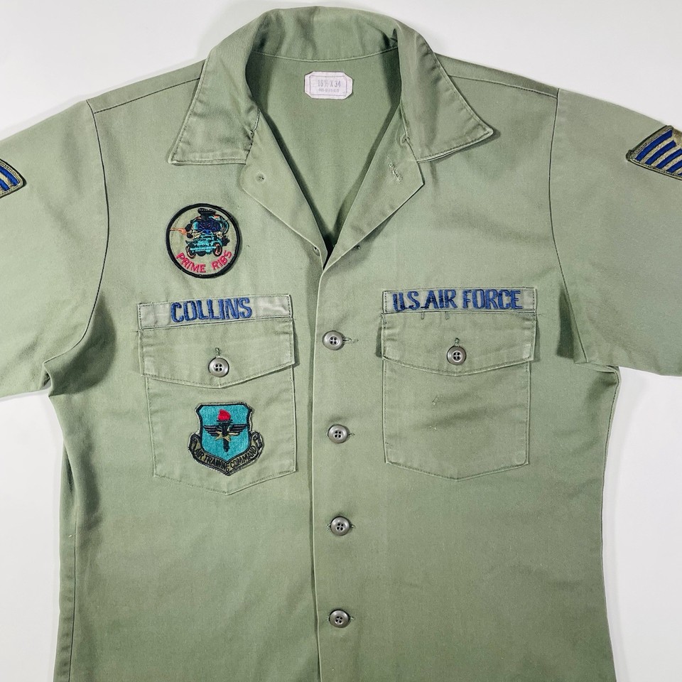 Vintage Military US Air Force Utility Shirt OG-507 Green Short Sleeve ...