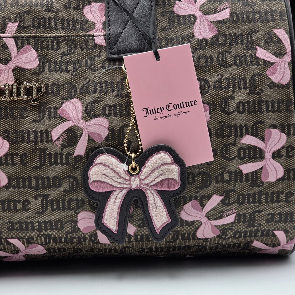 Juicy Couture Simply Sweet Weekender Dark Brown And Pink Bows Duffle ...