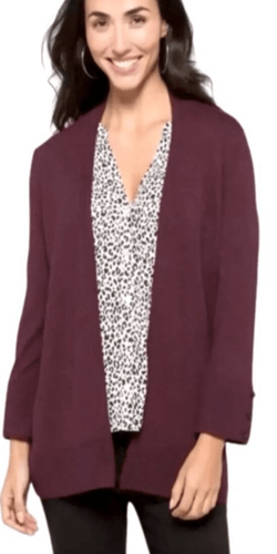 Evolution by Cyrus Myna Open Front Cardigan with Button Sleeve Ancho ...