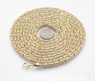 72" Technibond Round Byzantine Chain Necklace 14K Yellow Gold Plated ...