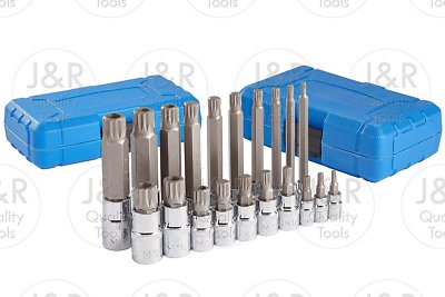 20pc XZN 12 Point MM Triple Square Spline Bit Socket Set Tamper Proof ...