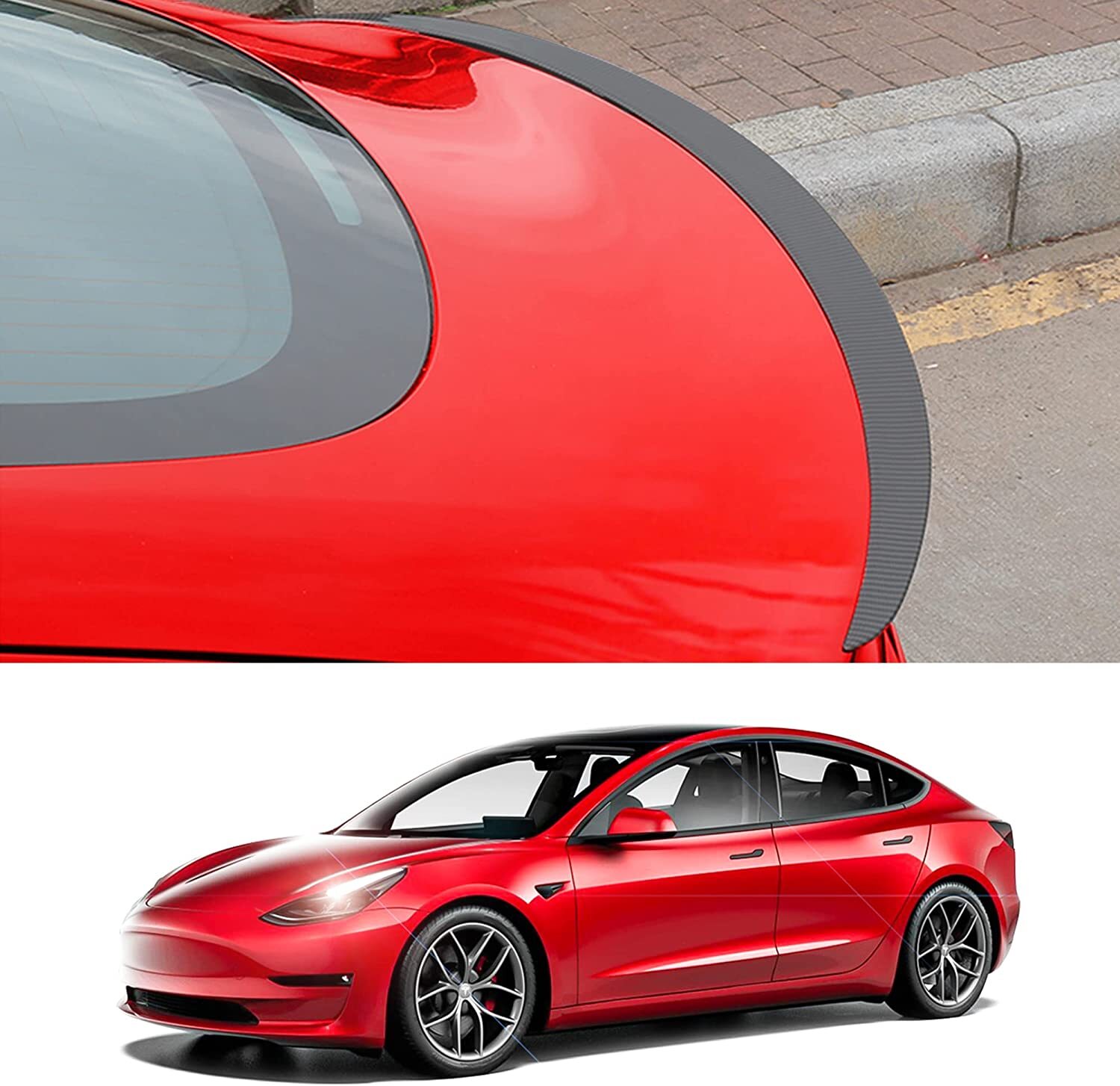 Tesla Model 3 Performance Rear Spoiler, ABS, Matte Carbon Fiber, 2017 ...