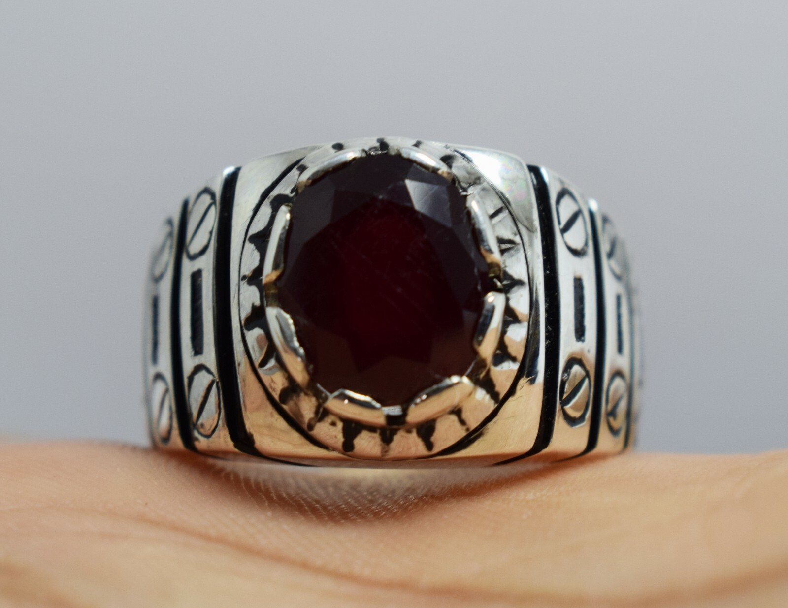 Pigeon Blood Red Ruby Ring Mens Bague Real Stone Ring Jewellery ...