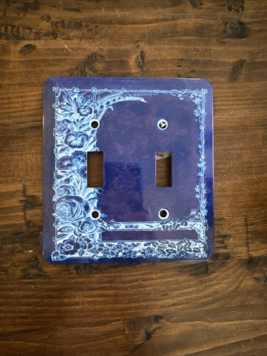 New! Blue Flowers Rose Double Light Switch Cover Metal | eBay