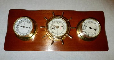 Sunbeam Nautical Weather Station Barometer Thermometer Hygrometer Wood ...