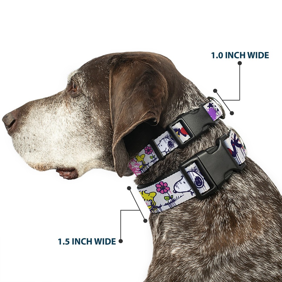 Plastic Clip Collar Peanuts Snoopy and Woodstock Graffiti Collage Wh ...