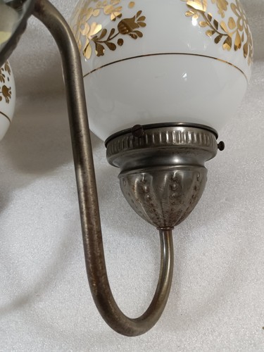 VTG Wall Mount Vanity Light MCM Glass Globes Gold Lighting Fixture USA ...