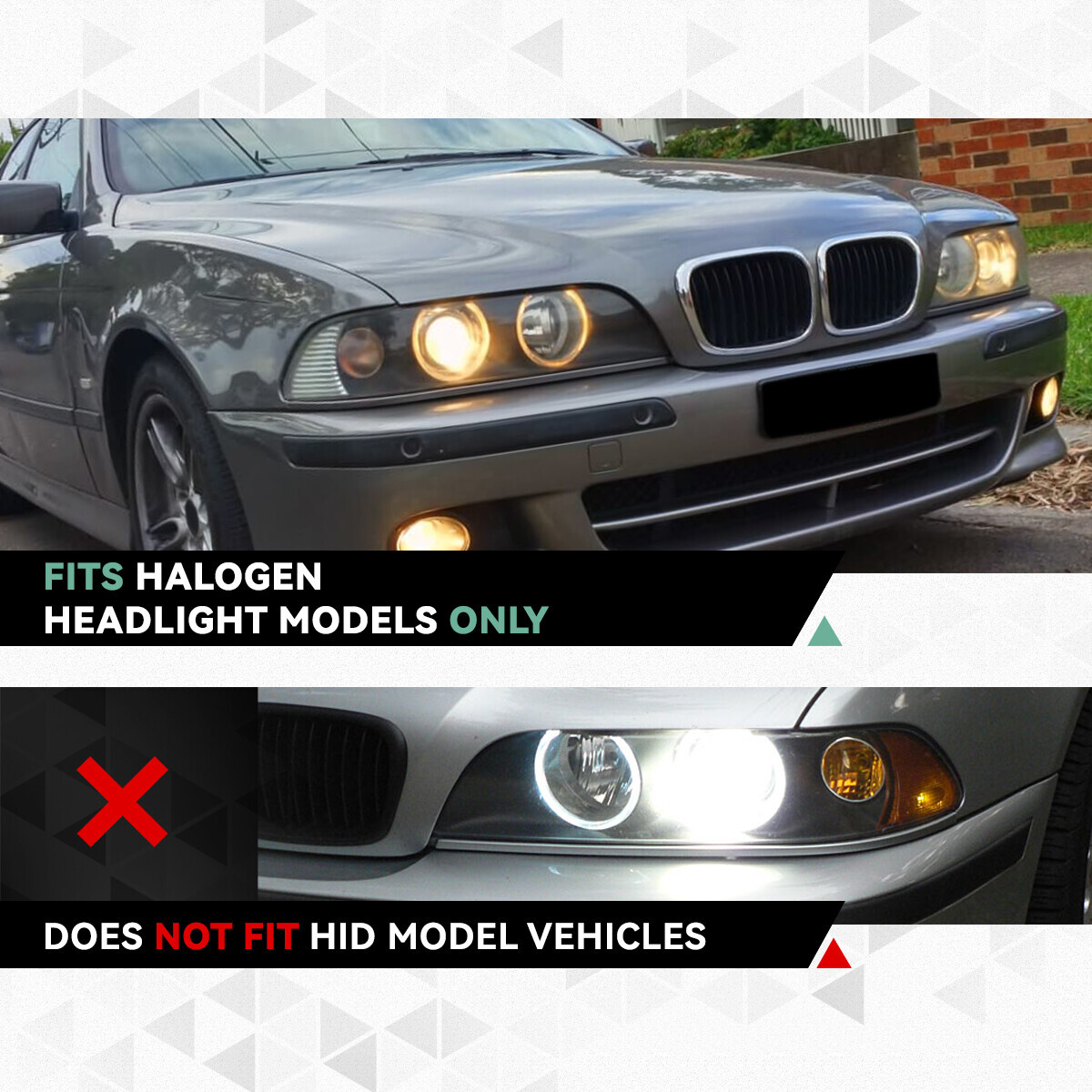 FOR 96-03 BMW E39 5-SERIES DUAL U-HALO LED SIGNAL PROJECTOR HEADLIGHT ...