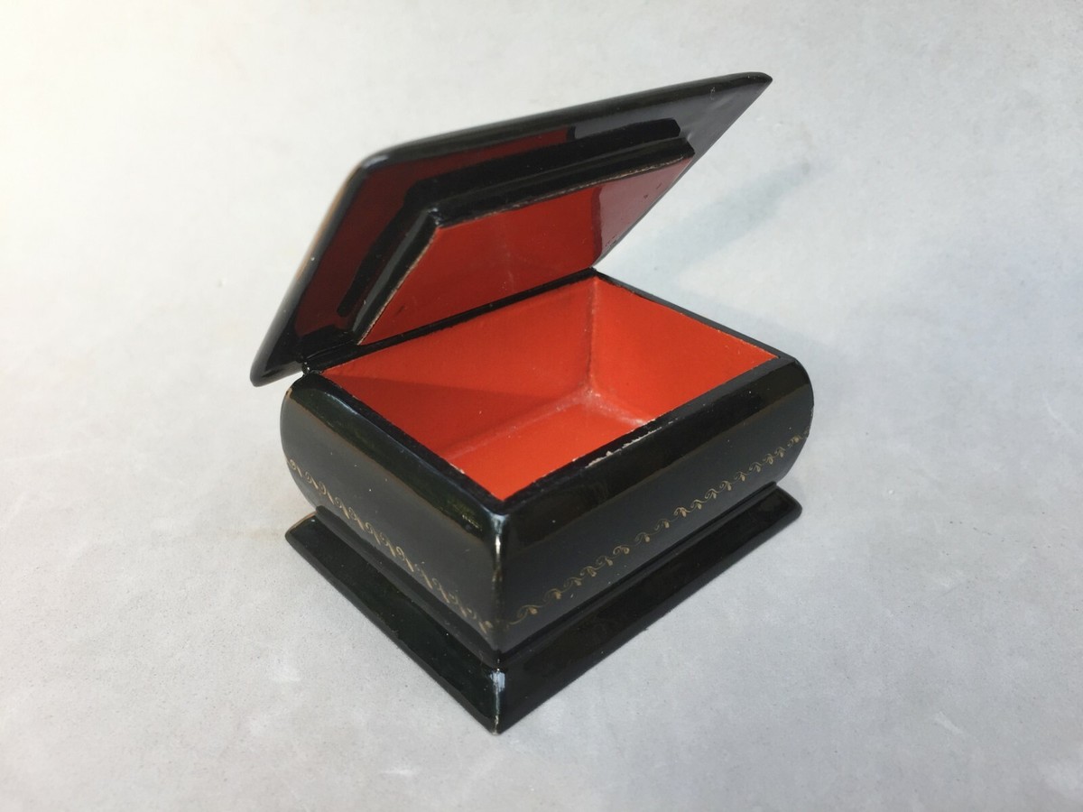 Black Lacquer Box Russian Prisoner Palekh Russian Lacquer Boxes For