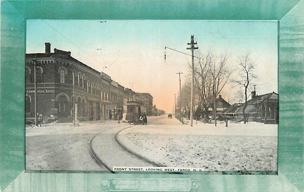 Postcard Trolley Car on Front Street, Fargo, North Dakota - used in ...