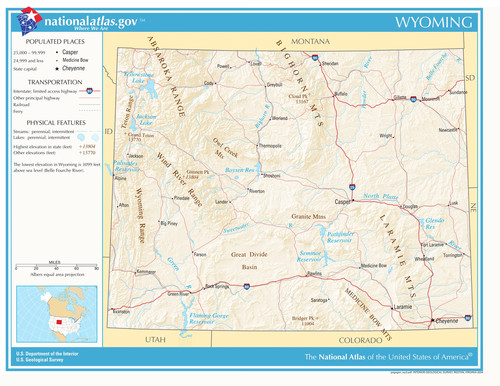 Wyoming State Reference Laminated Wall Map | eBay