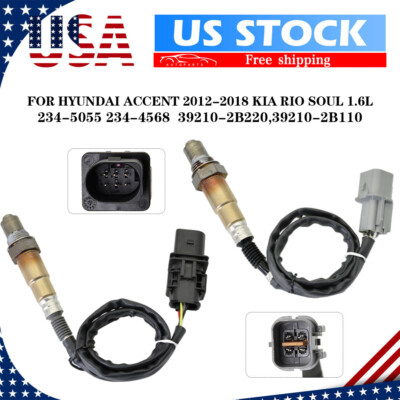 2PCS UPSTREAM + DOWN OXYGEN O2 SENSOR FOR 2012-2017 KIA SOUL 1.6L ...