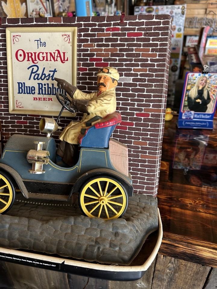 Vintage Original Pabst Blue Ribbon Beer Lighted Sign Hanging Jalopy Car ...