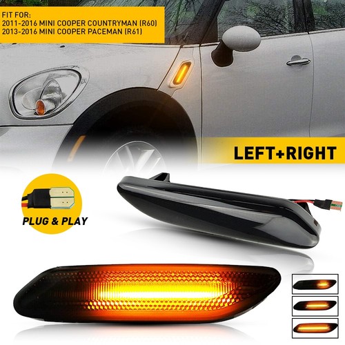 2PCS LED Amber Full Front Side Marker Lights Lamps For MINI Cooper R60 ...