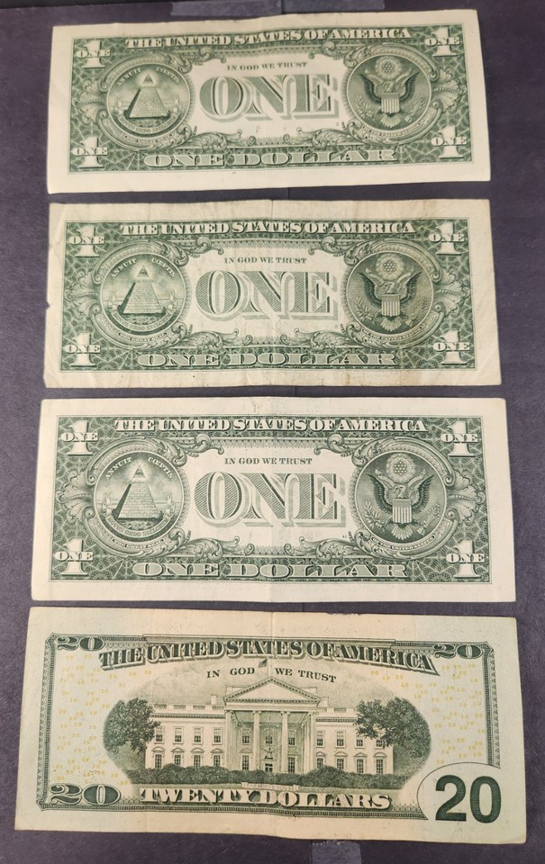 searchable, confident)STAR NOTE LOT ⭐ 3× $1 + 1× $20 Replacement Bills ...
