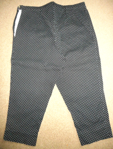 Studio Works Pants Women 18 Black Polka Dot Stretch Capri Flat Front ...