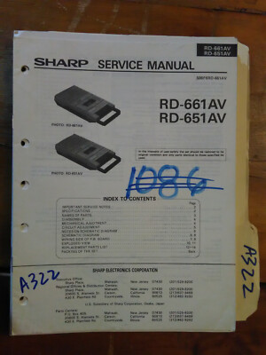Sharp rd-661 651 av Service Manual Original Repair Book tape deck ...