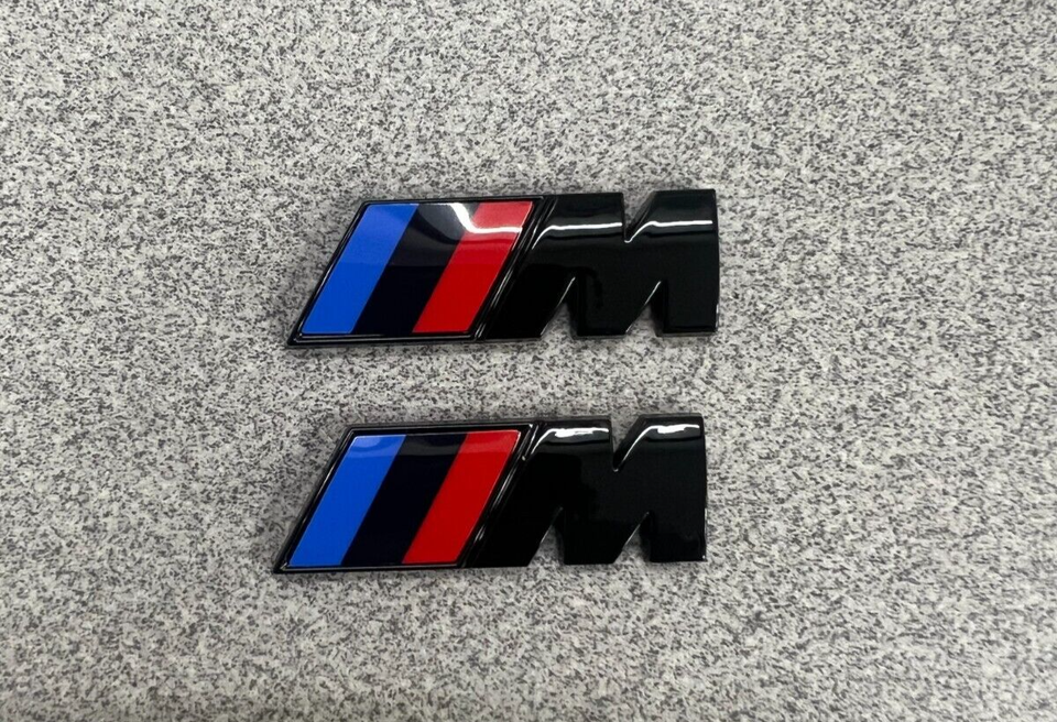 2x BMW M Sport Emblem Gloss Black Sticker Side Wing Fender Badge ...