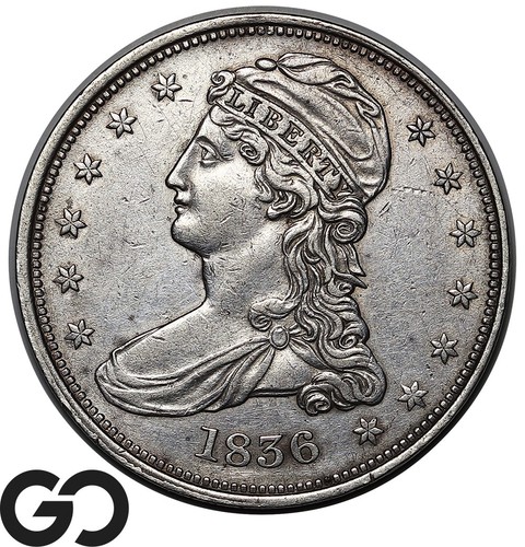 1836 Capped Bust Half Dollar, REEDED Edge, Hard To Find Choice AU RARE ...