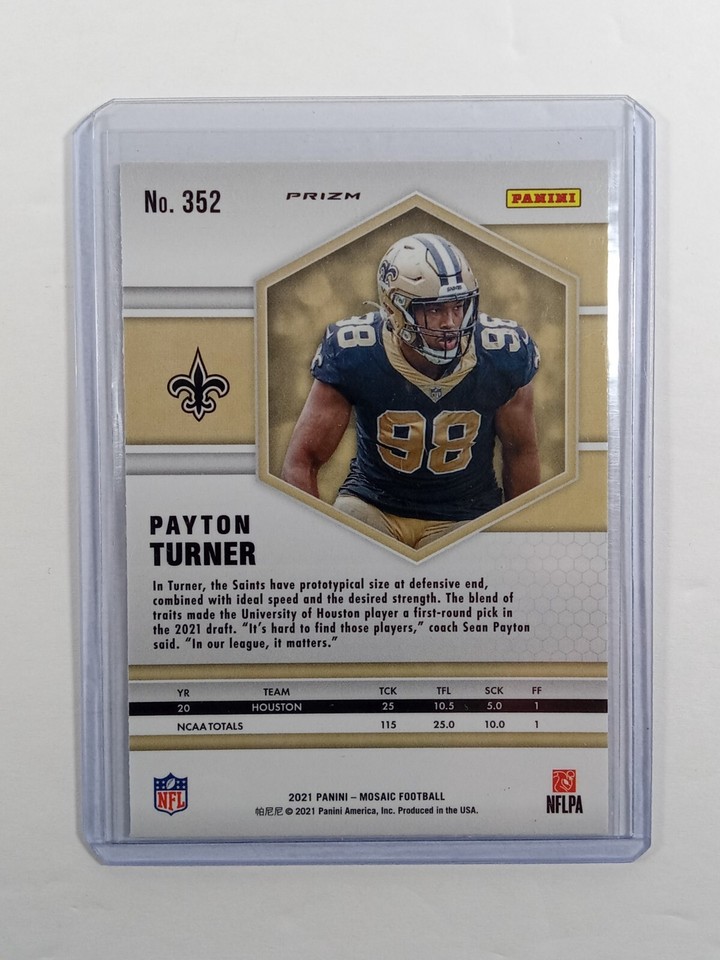 2021 Mosaic Football #352 Payton Turner YELLOW REACTIVE PRIZM RC Saints ...