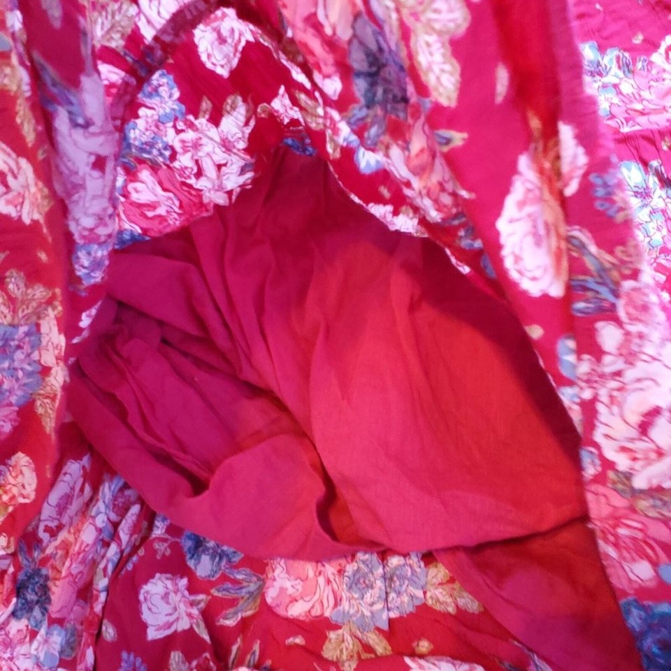 Angie Red Floral Off Shoulder Short Half Sleeve Shift Dress Woman's ...