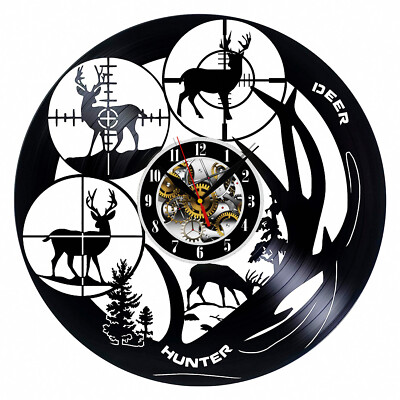 Deer Hunter Vinyl Wall Clock Gift Birthday Holiday Art Home Decor | eBay