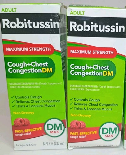 2pk Robitussin Maximum Strength Cough Chest Congestion DM Max 8oz Bottles 5/26 for sale online ...