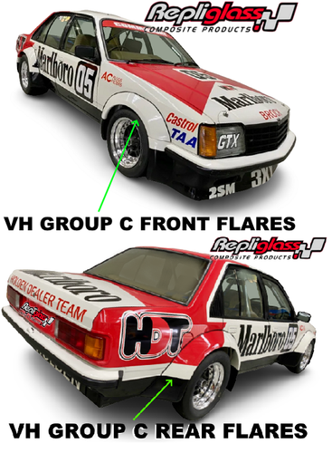 WHEEL ARCH FLARES for COMMODORE VH GROUP C SEDAN GRPC front + rear ...