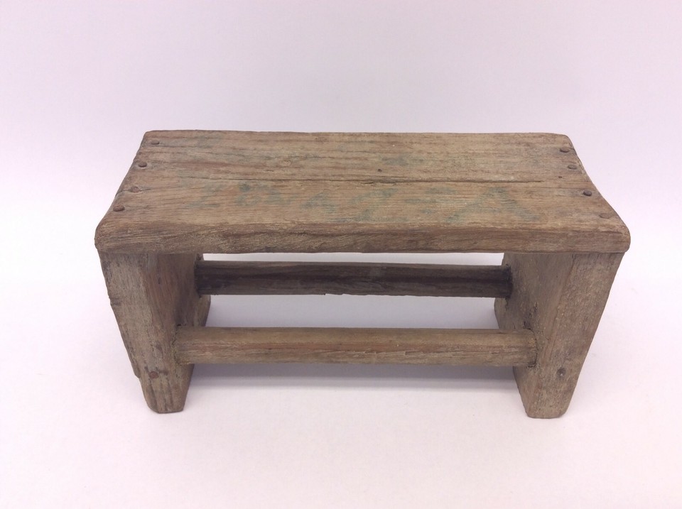 Homemade Unusual Miniature Mini Bench Plant Stand Table Wood Wooden ...