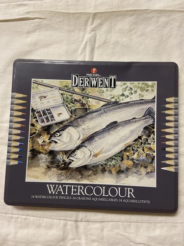 Rexel Derwent Water Colour 24 Pencil Set in Original Tin Variety Colors ...