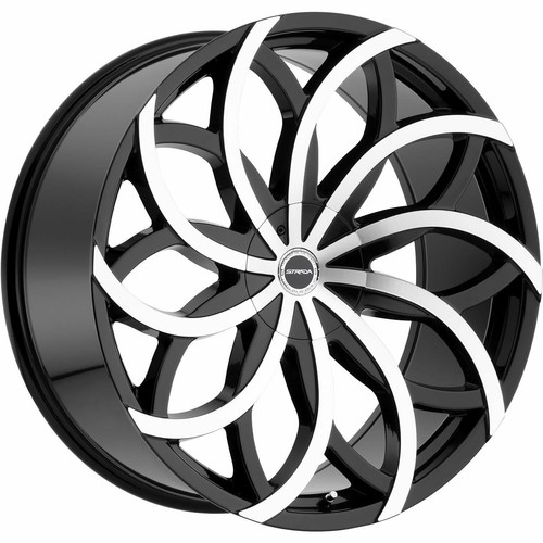 22x9.5 Strada S61 Huracan 5x115/5x120 15 Black Machine Wheels Rims Set ...
