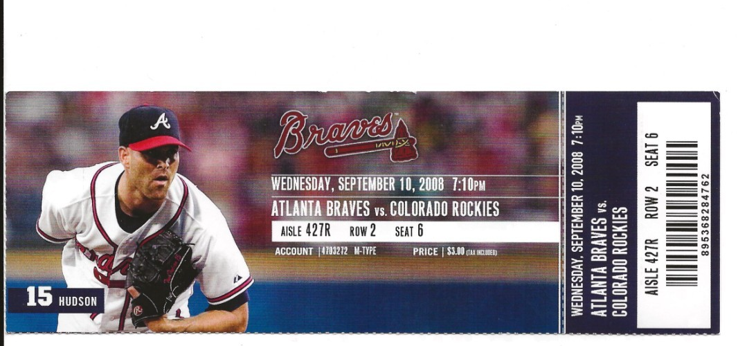 CHIPPER JONES Career Home Run #407 Full Ticket Stub - September 10 ...