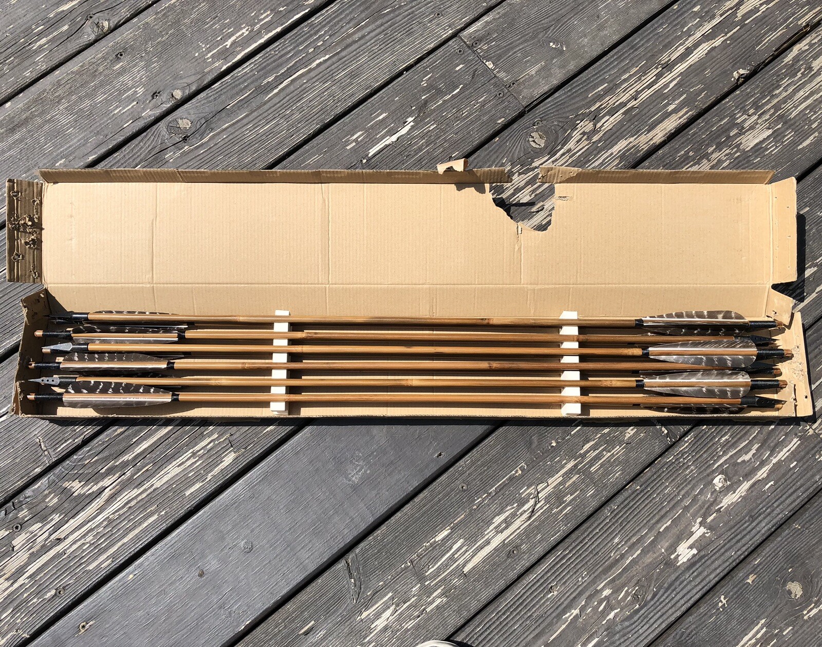 Set of 6 Bamboo 31'' Arrows Turkey Feather Recurve Bow Longbow - READ ...