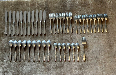 43 Pcs Splendide Dune Pattern 18/8 Stainless Flatware Silverware Set ...