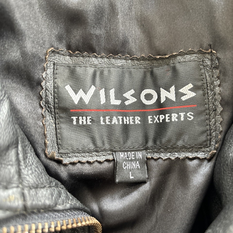 VTG Wilsons Black Leather Aviator Bomber Jacket Coat Mens Large ...