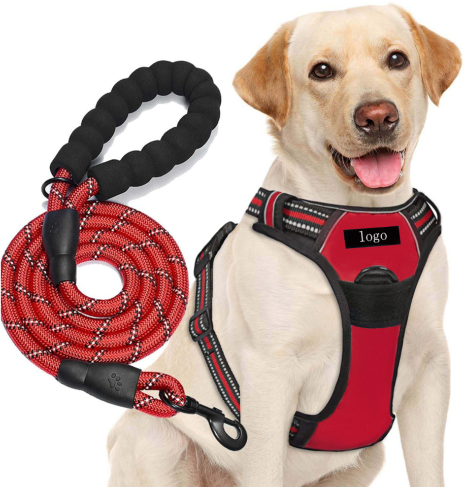 Dog Harness & Training Leash No Pull Control Adjustable Large Handle ...