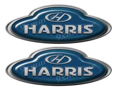 HARRIS Name Plate Blue Oval Vinyl Decal Boat Stickers 2 PC Set, 10" x 3 ...