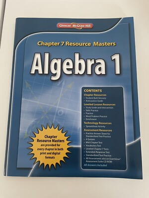 Glencoe McGraw-Hill Algebra 1 Chapter 7 Resource Masters | eBay