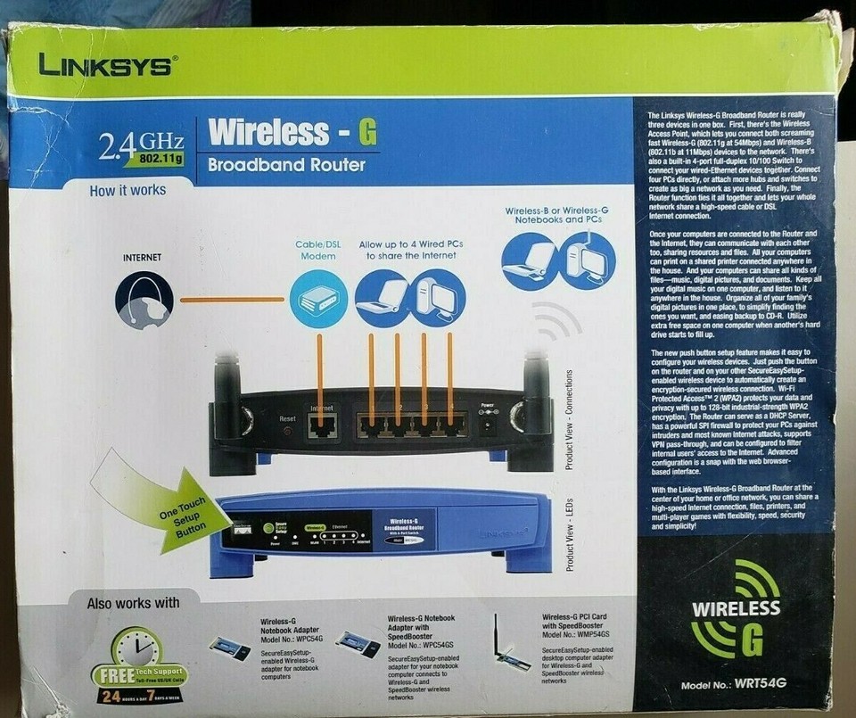 Linksys # WRT54G Wireless G Router Broadband Router UPC: 745883553853 ...