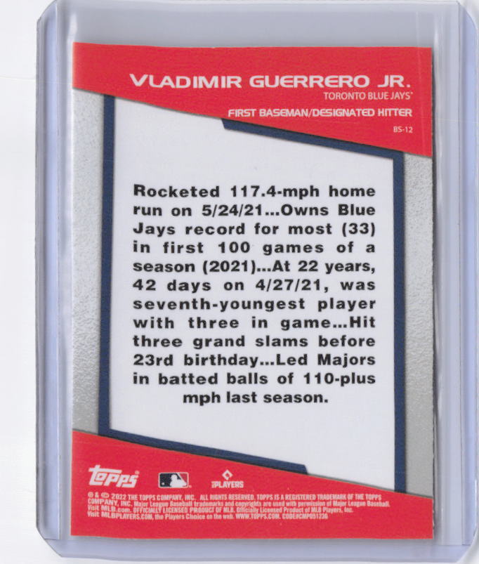 2022 Topps Opening Day Vladimir Guerrero Jr. Bomb Squad #BS-12 | eBay