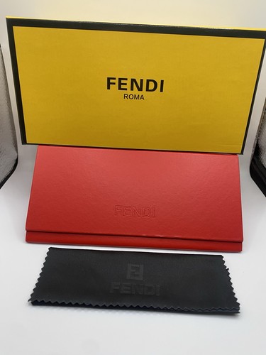 Fendi Sunglasses Eyeglasses Medium Hard Leather Case w/ Cloth & GiftBOX ...