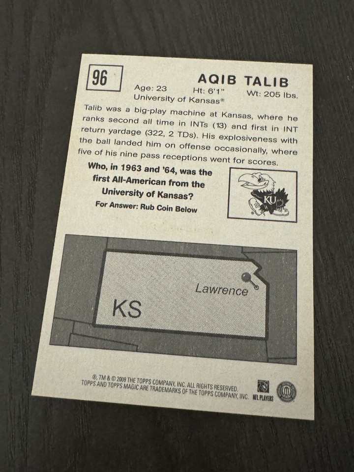 2009 Topps Magic #96 AQIB TALIB Football Card | eBay