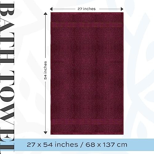 Bath Towels - 100 % Cotton Hotel Spa 27x54 4-Pack Wine Red Super Absorb ...