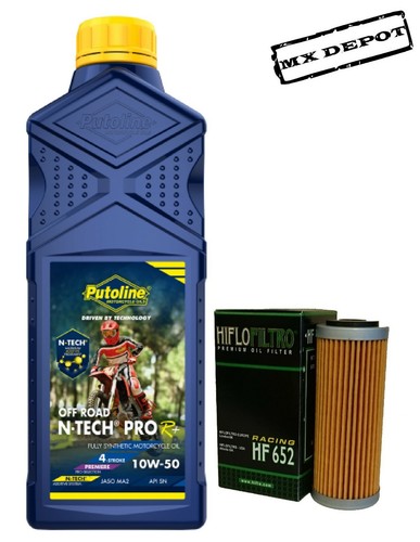 NEW PUTOLINE 10w/50 N-TECH PRO-R ENGINE OIL & HF652 FILTER KTM SXF 250 ...