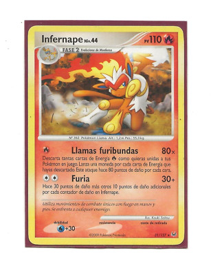 Pokemon INFERNAPE Level 44 31/127 Platinum Spanish LP / EX | eBay